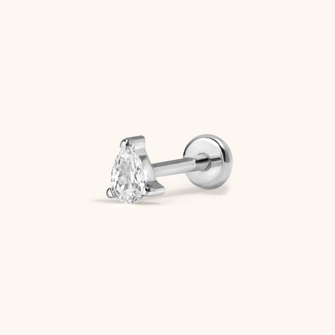 Crystal Pear Push Pin Flat Back Earring