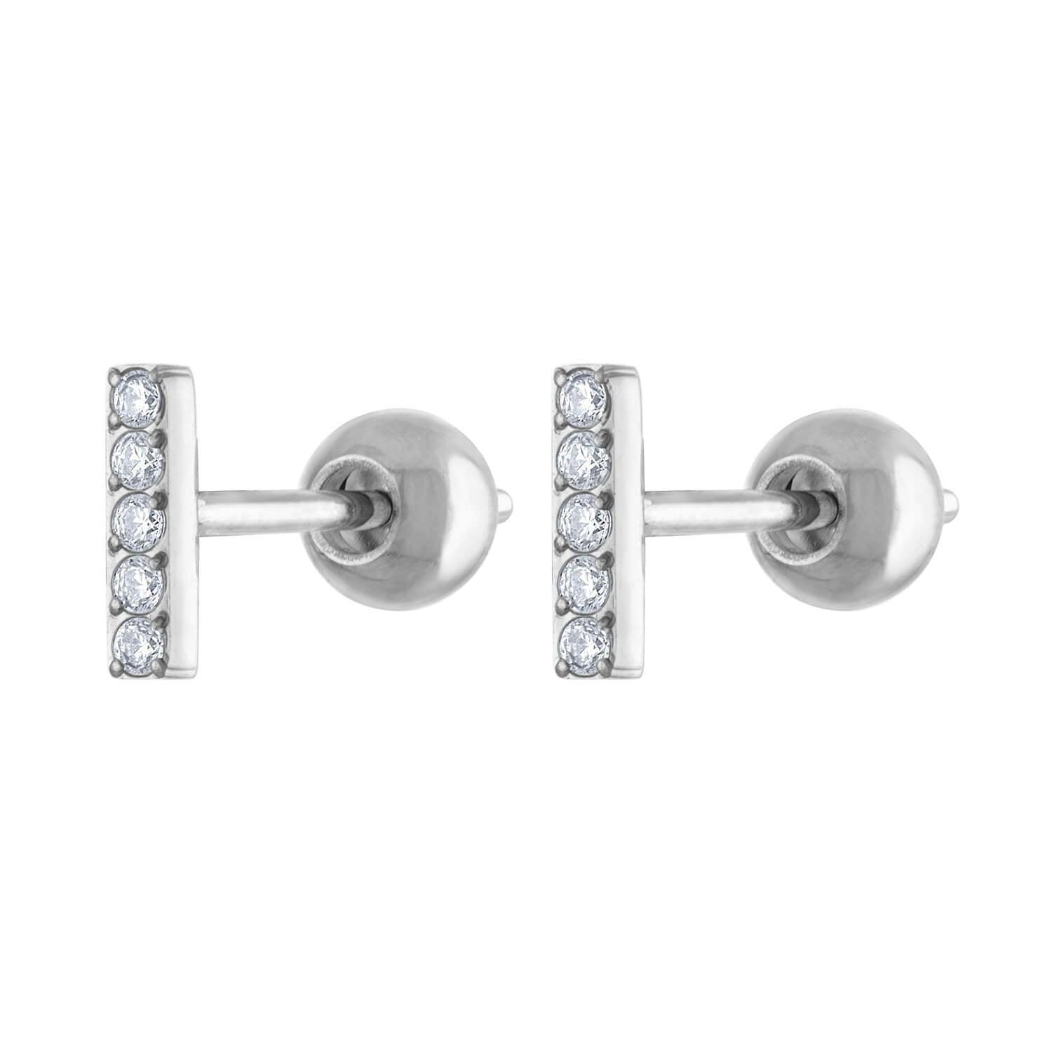 Pave Bar Studs in Titanium