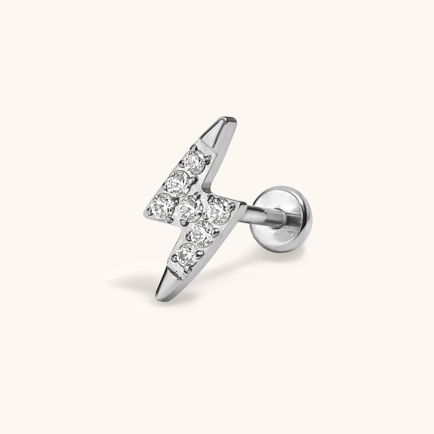 Pave Lightning Push Pin Flat Back Earring