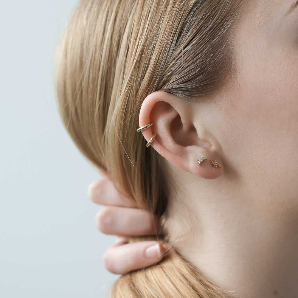 Pave Lightning Push Pin Flat Back Earring