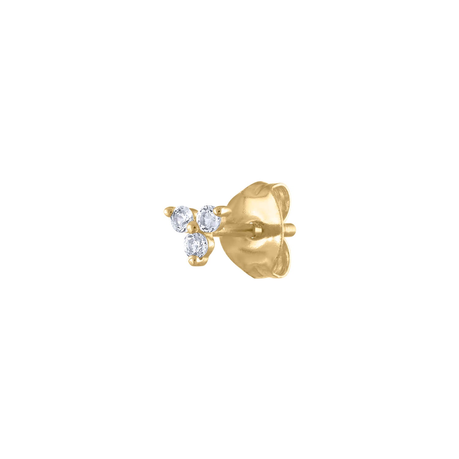 Crystal Trinity Studs in 14k Gold