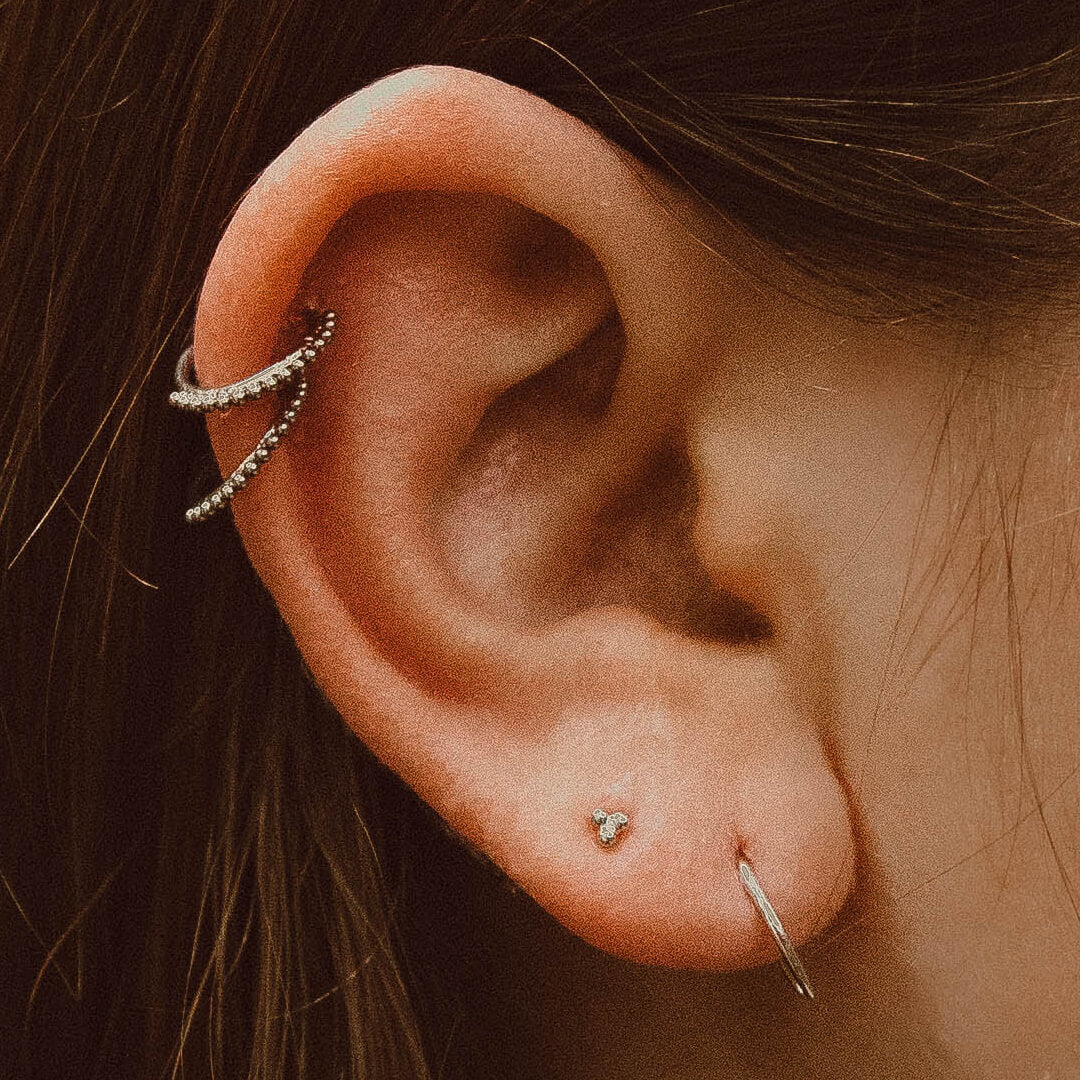 Mini Crystal Trinity Studs in Titanium