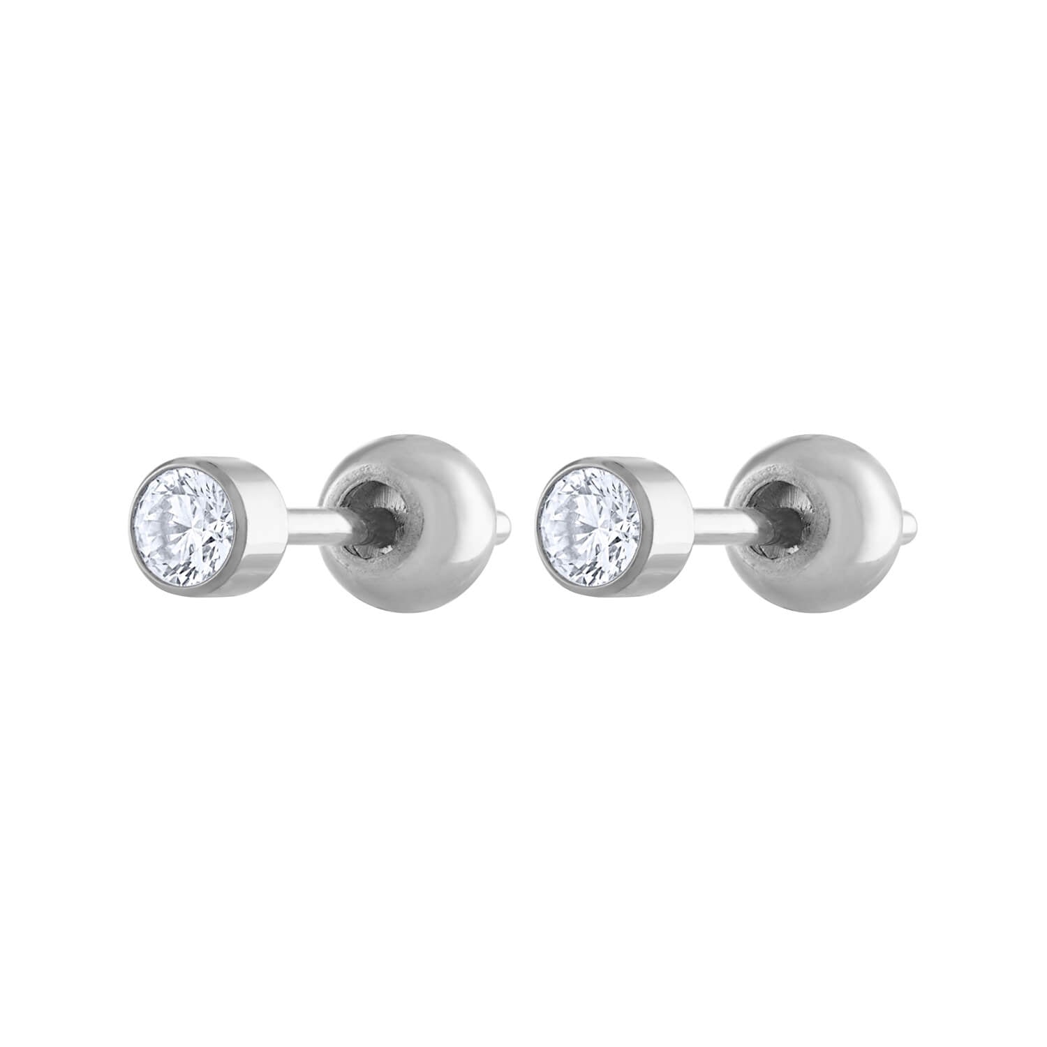 Tiny Crystal Studs in Titanium